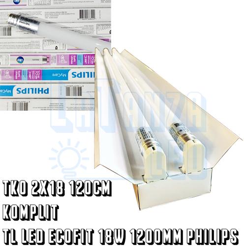 Jual Kap Lampu TKO LED 2x18 120cm kap TKO TL 2x18 Philips Komplit ...