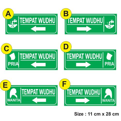 Jual Stiker Vinyl Rambu Arah Tempat Wudhu / Arah Tempat Wudhu - A - Kab ...