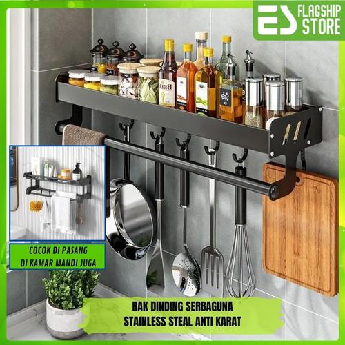 Promo ES Rak Gantung Rak Bumbu Dapur Rak Dinding Serbaguna Stainless ...