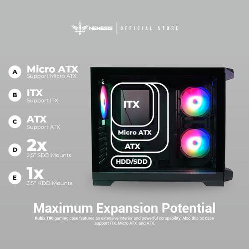 Jual NYK Nemesis Casing PC Gaming White T75 Titans Free 1Fan RGB 1 ...