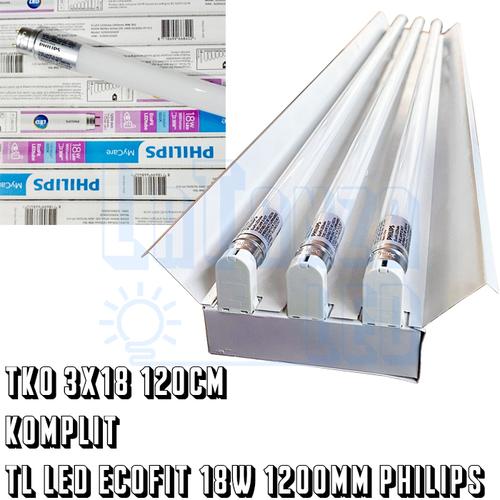 Jual Kap Lampu TKO LED 3x18 120cm kap TKO TL 3x18 Philips Komplit ...