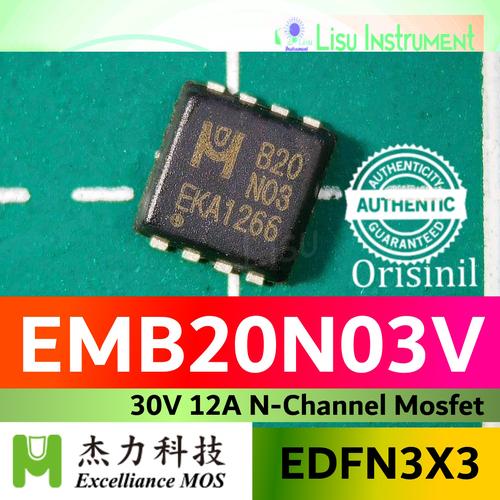 Jual EMB20N03V 30V 12A N-Channel Mosfet B20 N03 B20N03 EDFN3X3 ...