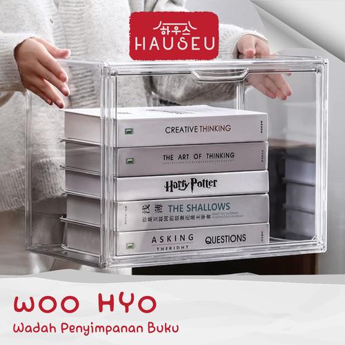 Promo HAUSEU Transparent Acrylic Book Organizer Container Box Akrilik ...