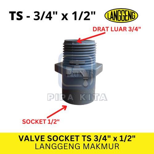 Jual Valve Socket Ts 3/4 X 1/2 Inch Langgeng Pvc Socket Drat Luar Sdl ...