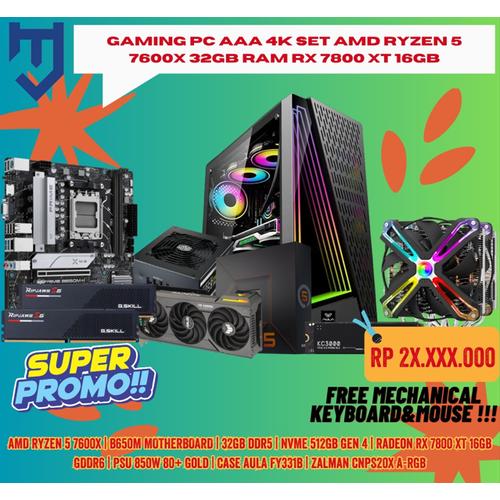 Jual Gaming PC AAA 4K Set AMD Ryzen 5 7600X 32GB RAM RX 7800 XT 16GB. - Kota Semarang - MJ ...