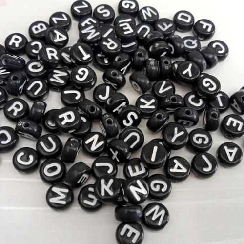 Jual Beads Alphabet Bulat Hitam Mote Huruf Hitam SATUAN Monte Abjad ...