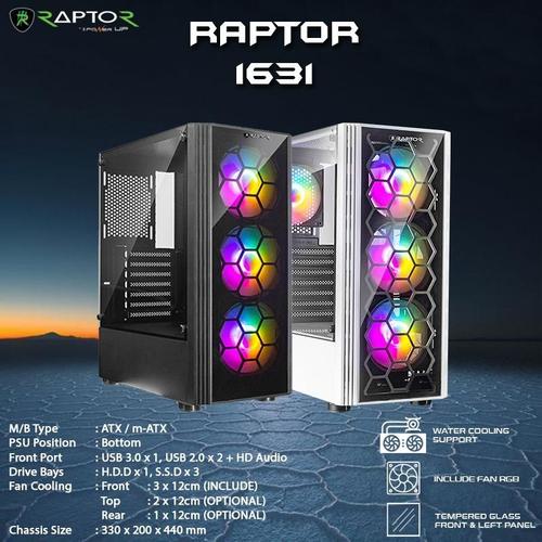 Jual Gaming Case RAPTOR Black Strike 1631 Free 3 FAN RGB - Tempered ...