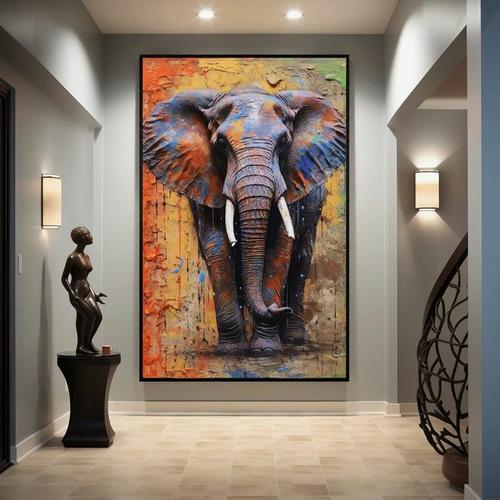 Jual lukisan kanvas gajah texture painting art dekorasi hiasan dinding ...