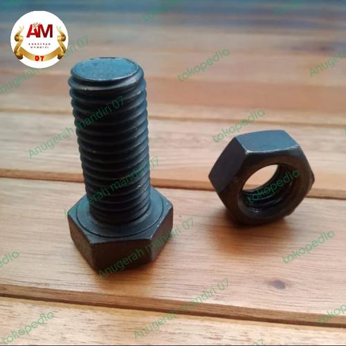 Jual Baut mur Baja 8.8 full Drat M10 x 40mm(4cm) kunci 17 Baut mur Baja ...