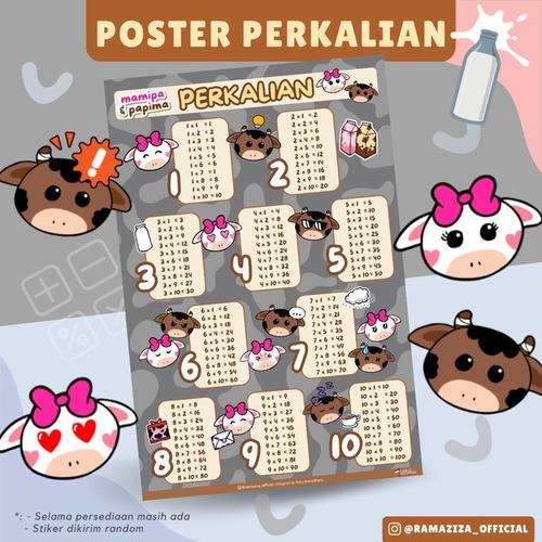 Jual Poster Belajar Perkalian Gambar Sapi Karakter Mamipa Papima ...