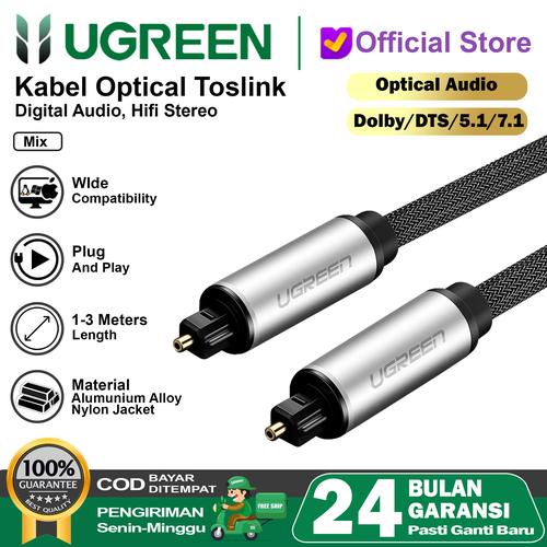 Jual Kabel Toslink Optical Digital SPDIF Audio Fiber Optic UGREEN 1M 2M ...