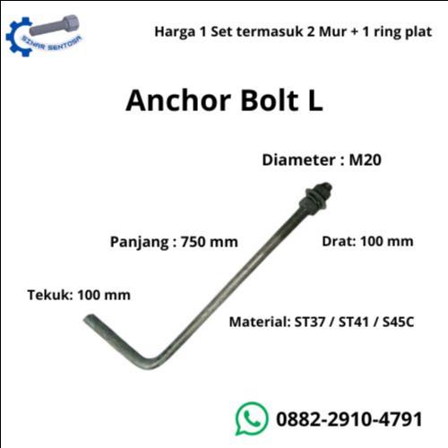 Jual Anchor Bolt L / Angkur L M20 x 750 mm / ST37 / ST41 / S45C - S45C ...