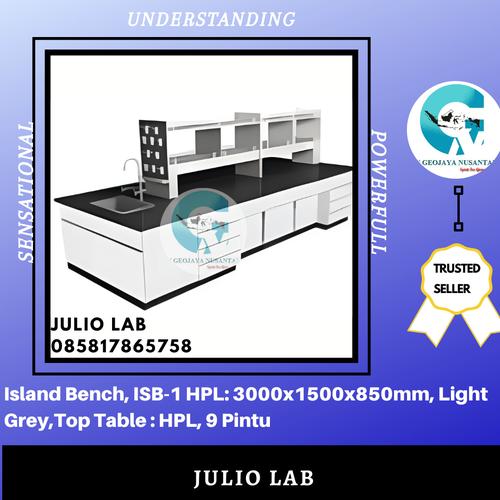 Jual meja Laboratorium Island Bench, ISB-1 HPL: 3000x1500x850mm, Table ...