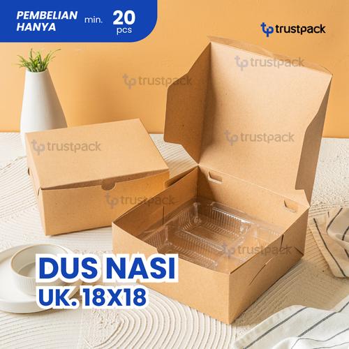 Jual DUS NASI 18x18 KOTAK NASI KRAFT PAPER / COKLAT SUPER TEBAL PREMIUM ...