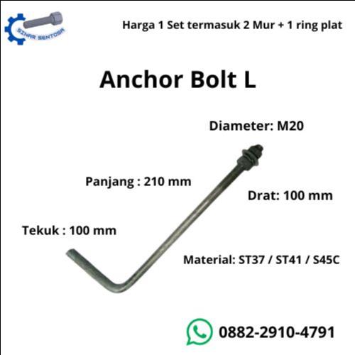 Jual Anchor Bolt L / Angkur L M20 x 210 mm (ST37 / ST41 / S45C) - S45C ...