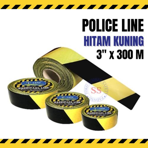 Jual POLICE LINE BARICADE KUING HITAM 3" X 300M GARIS PEMBATAS ISAFE ...
