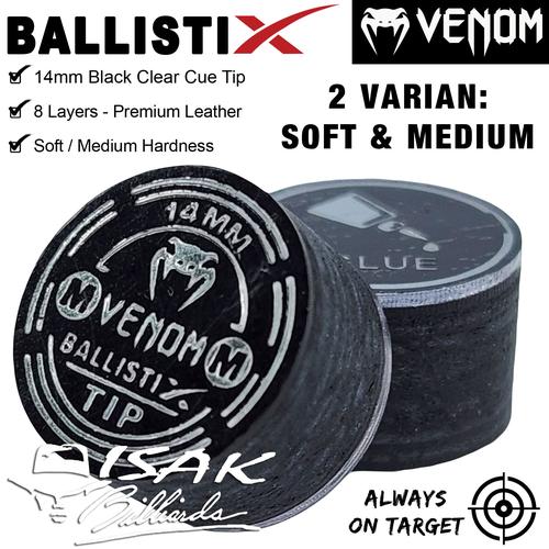 Jual Venom BallistiX Black Clear Cue Tip - 14 mm Layer Billiard Stick ...