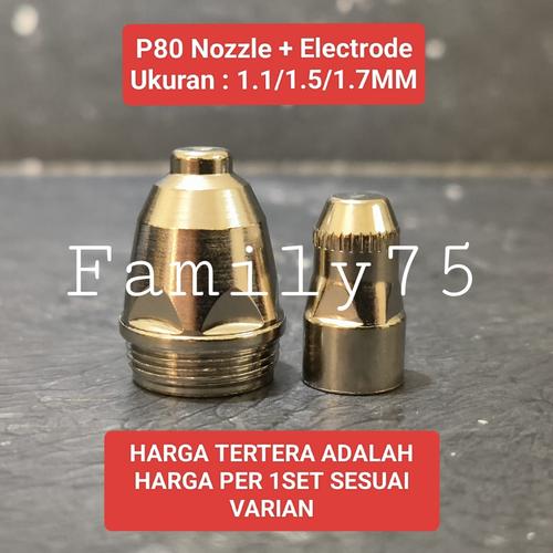Jual P80 Nozzle + Electrode Plasma Cutting 1 Set 1.1mm 1.5mm 1.7mm ...