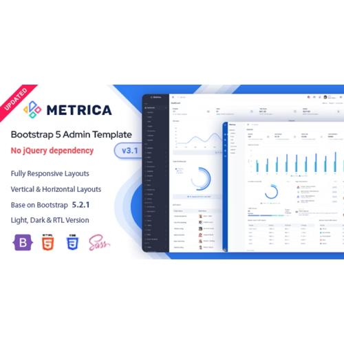 Jual Bootstrap 5 - Metrica v3.1 Premium Admin Dashboard HTML Template - DVD - Kab. Gresik ...