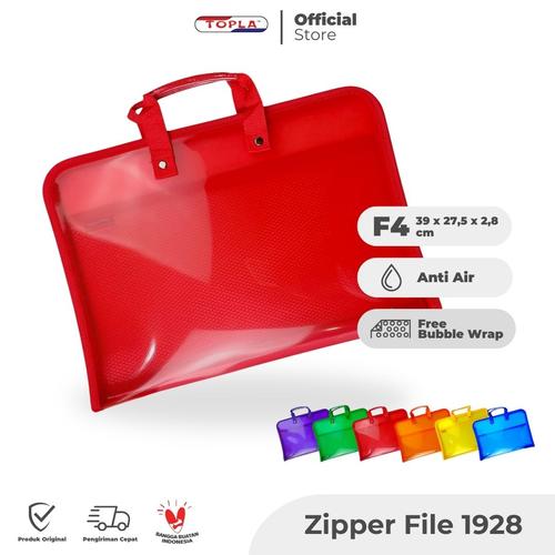 Promo Zipper File 1928 Map Dokumen TOPLA dengan Resleting ukuran Folio ...