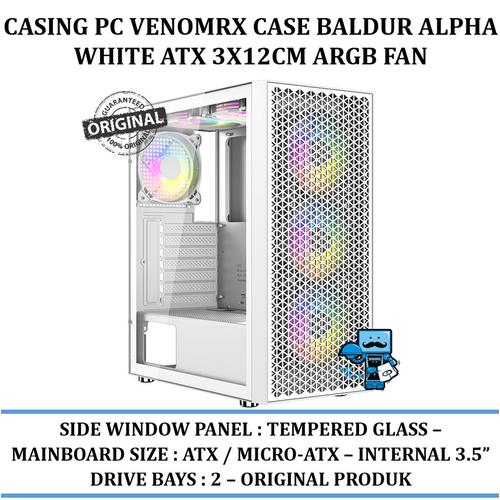 Promo Casing Pc Venomrx Case Baldur Alpha White Atx 3x12cm Argb ...