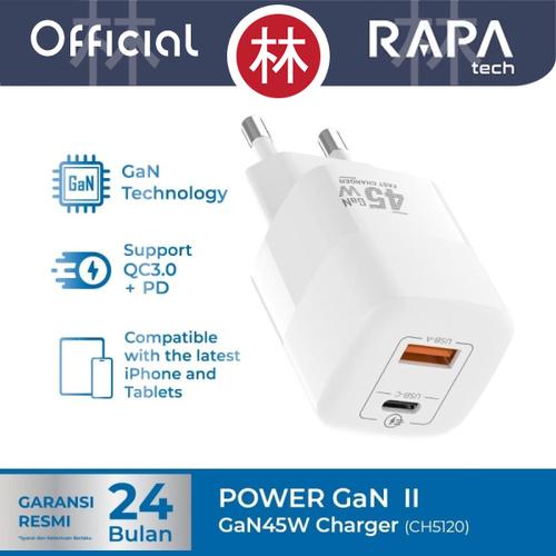 Promo RAPAtech CH5120 - Power GaN II GaN45W Charger Fast Charging 45W QC3.0 - Charger Only ...