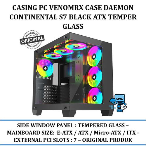 Promo Casing Pc Venomrx Case Daemon Continental S7 Black Atx Temper ...