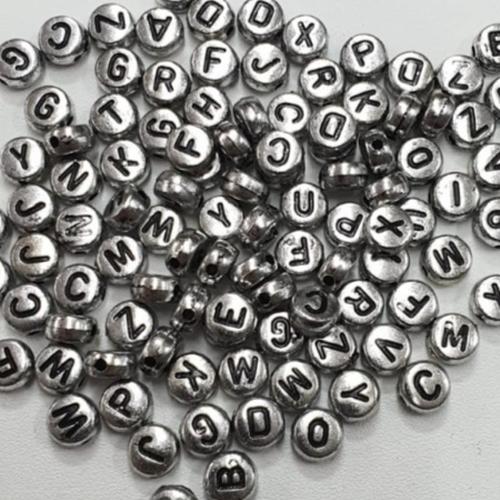 Jual Mote Huruf Silver SATUAN Beads Alphabet Bulat Silver Monte Abjad ...