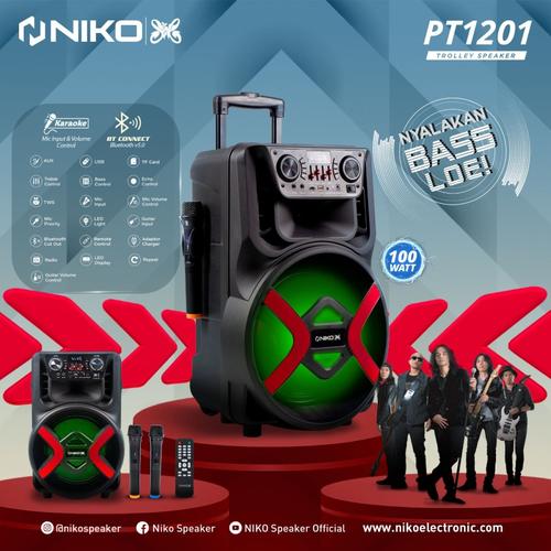 Jual Speaker NIKO PT-1201 Portable Trolley Bluetooth Karaoke 12 Inch 2 ...