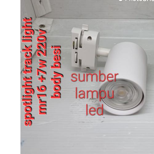 Jual lampu spotlight track rell halogen mr16 set lampu 7w 7watt 7 watt ...