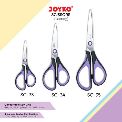 Promo Joyko Scissor SOFT GRIP STAINLESS / Gunting Joyko GAGANG KARET ...