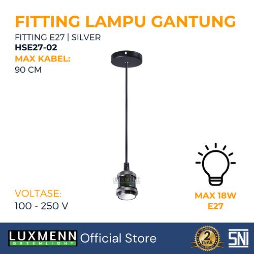 Jual LUXMENN LED Fitting Lampu Gantung Besi, E27, Silver, Seri HSE27-02 ...