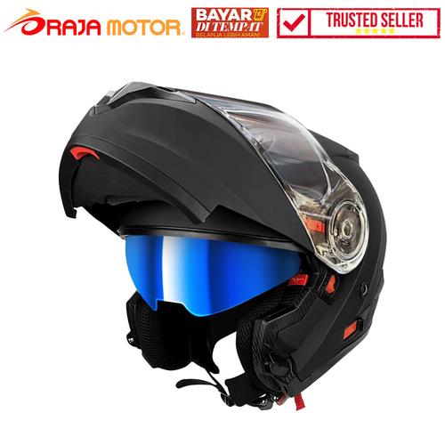 Jual Snail Helm Modular M1 Double Visor Bening / Biru - Hitam - Hitam ...