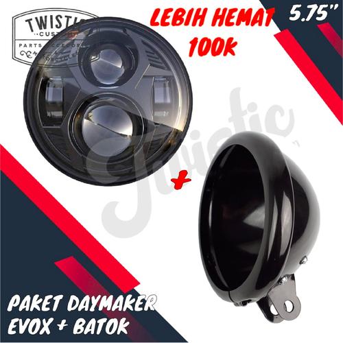 Jual Paket Daymaker Batok 5.75 Evox Lampu LED Motor W175 Benelli Harley ...