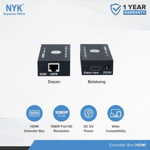 Jual Hdmi Extender nyk lan cat 5 6 7 60 meter 1080p FHD hm60 Hdtv rj45 ...