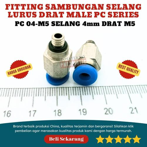 Jual FITTING SAMBUNGAN LURUS NEPEL SELANG PU UKURAN PC 4mm 1/8 1/4 3/8 1/2" - PC4 DRAT M5 ...