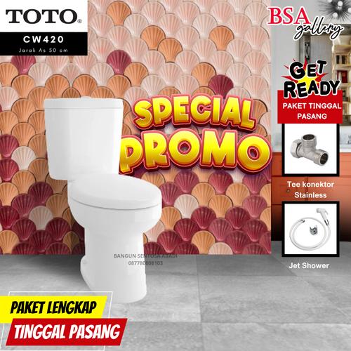 Jual KLOSET DUDUK TOTO CW 420 J LENGKAP JET SHOWER + TEE CW 420J TOILET ...