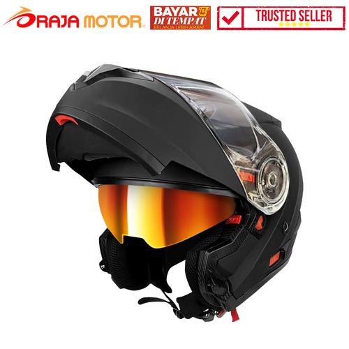 Jual Snail Helm Modular M1 Double Visor Bening / Merah - Hitam - Hitam ...
