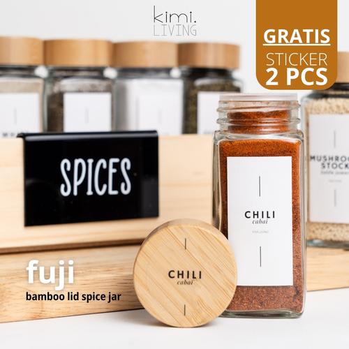 Jual KIMI LIVING - FUJI Tempat Bumbu Dapur KACA tutup BAMBU dapat ...