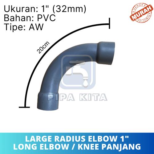 Jual Large Radius Elbow AW 1 Inch PVC Long Elbow Knee Panjang 90 1 Dim ...