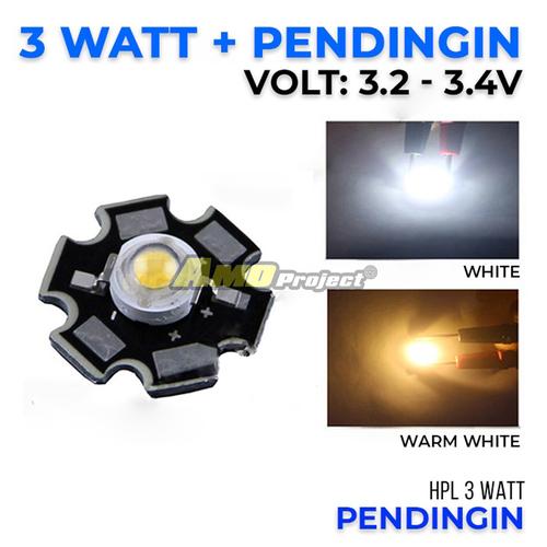 Jual Led HPL 3 Watt Lampu 3W + Heatsink Pendingin Kualitas Grade A ...
