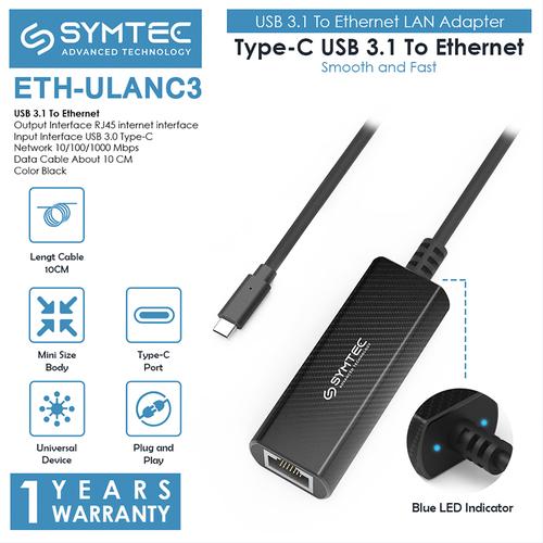 Promo SYMTEC Type-c USB 3.1 To Ethernet LAN Adapter Gigabit - ETH ...