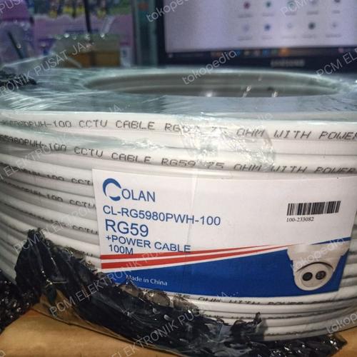 Jual kabel rg59 rg 59 cctv plus power 100m 100meter 1roll 1 roll putih ...