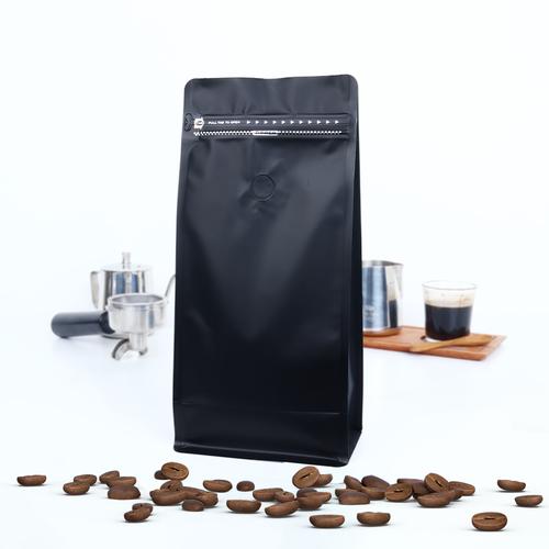 Jual Kemasan Kopi 500 Gram Hitam Flat Bottom Packaging Kopi - Tanpa ...