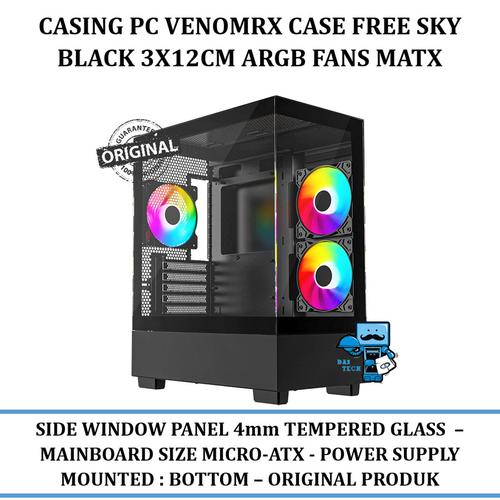 Promo Casing PC Venomrx Case Free Sky Black 3x12cm Argb Fans Matx ...