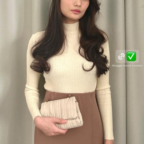 Jual Inner Rajut - Dalaman Wanita Rajut Turtleneck Lengan Panjang ...