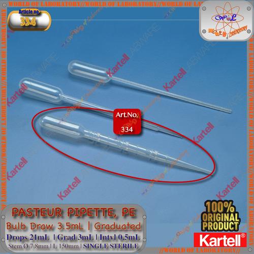 Jual KARTELL Pasteur Pipette 3 mL PE, Single Sterile. Art.No. 334 - 1mL (Art.330) - Jakarta ...
