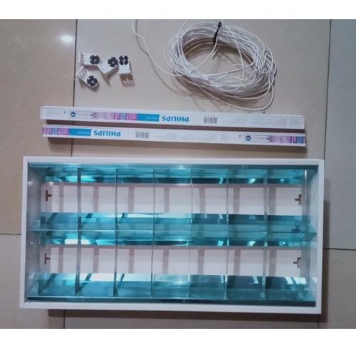 Jual RM 2x18 60cm Lampu RM 2 x 8 LED Komplit Set Philips Kap RM Kisi ...