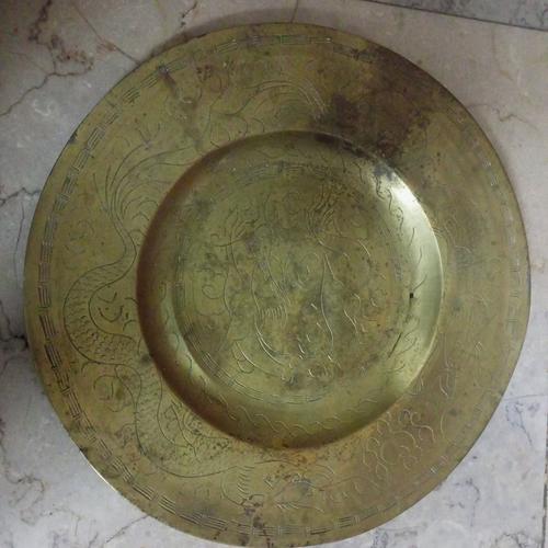 Jual Piring kuningan kuno motif naga temuan Jawa Timur open Hair - Kota ...