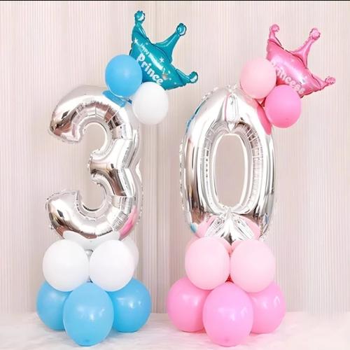 Jual set balon ulang tahun anak standing angka crown prince princess ...